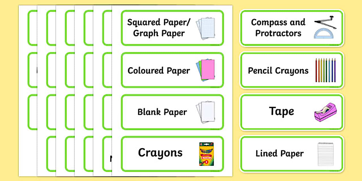 Classroom Supplies Labels (teacher made) - Twinkl