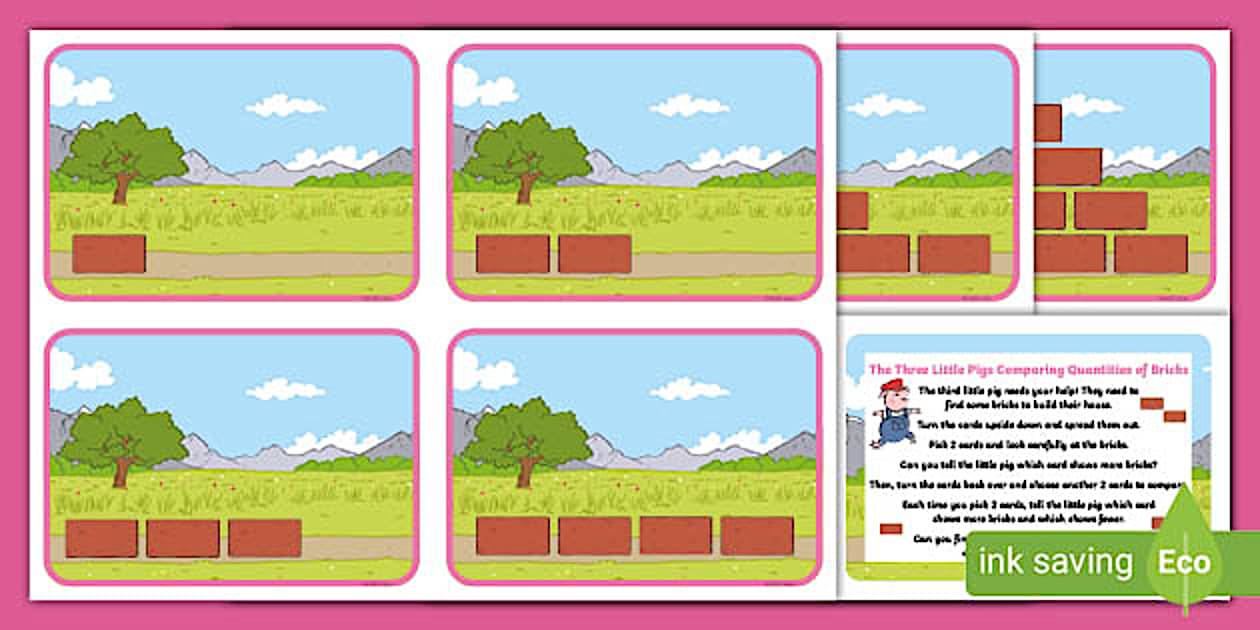 Editable The Three Little Pigs Comparing Quantities of Bricks Maths ...