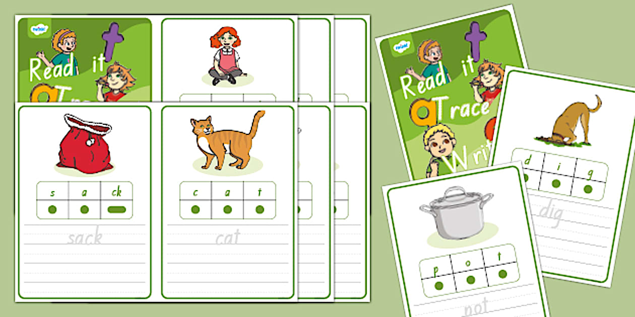 CVC Spelling Frame: Read it. Trace it. Write it. - Twinkl