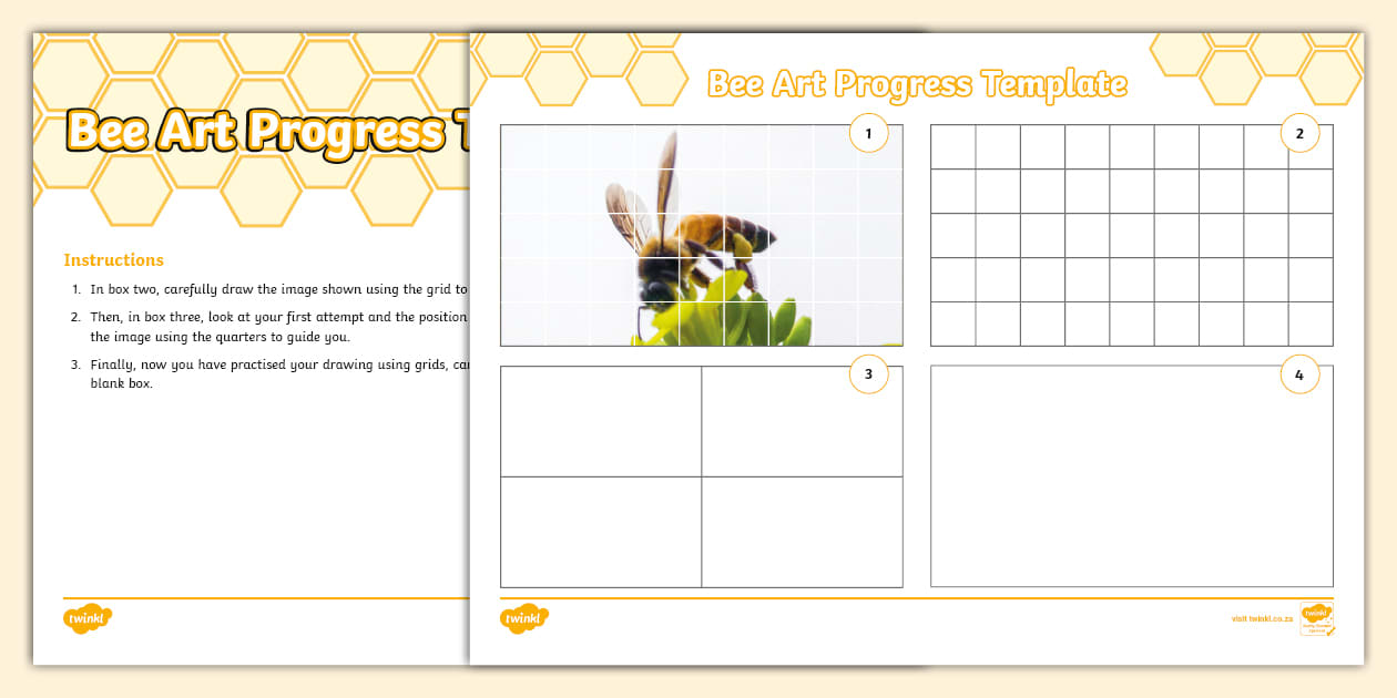 Bee Art Progress Template - Twinkl Art (teacher made)