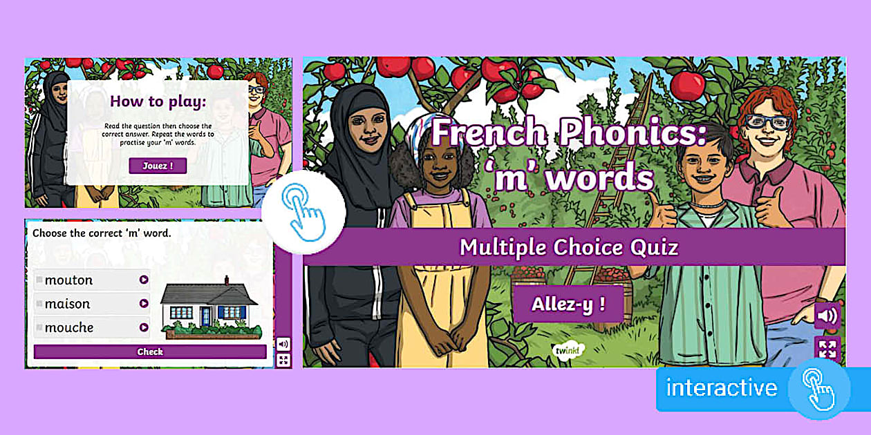 👉 French Phonics 'm' words Interactive Quiz - Twinkl