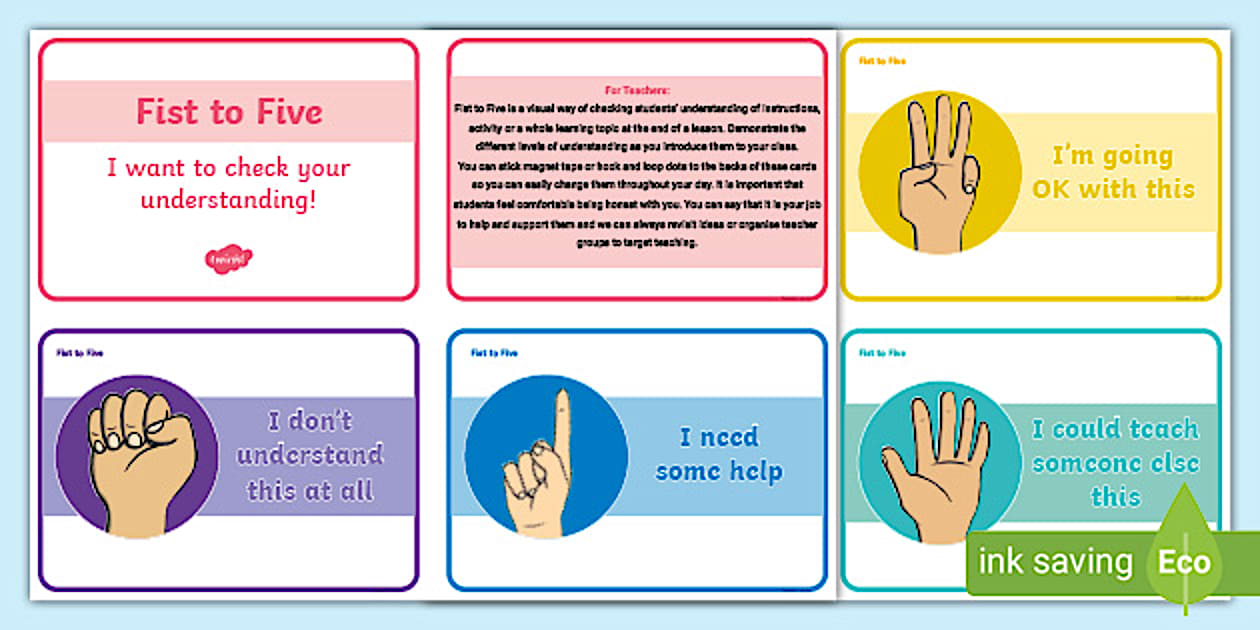 Pocket-Sized Fist to Five Display Cards (teacher made)