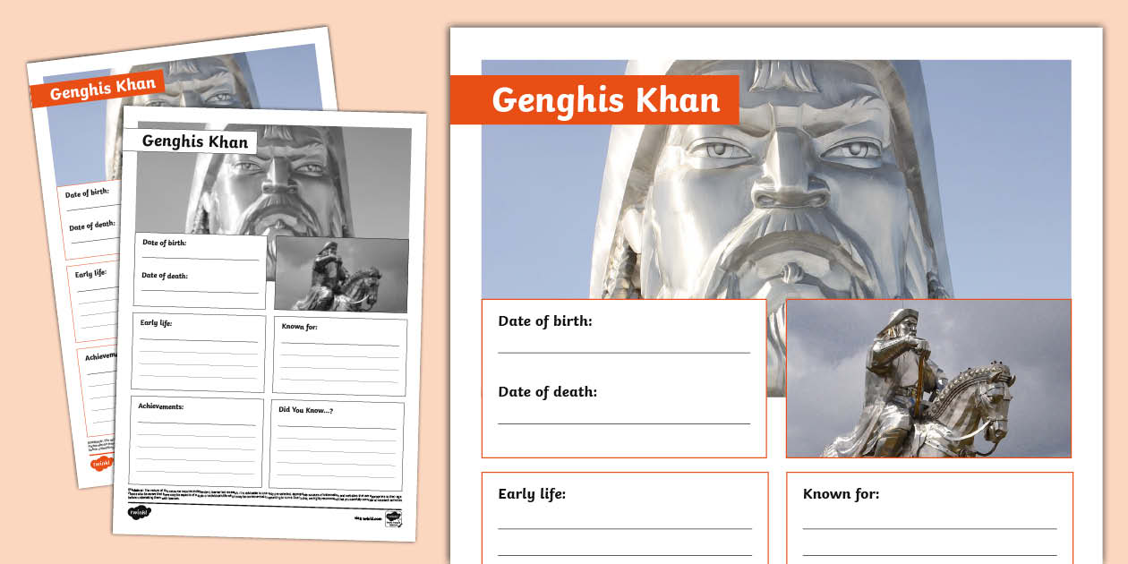 Genghis Khan Fact File Template (Teacher-Made) - Twinkl