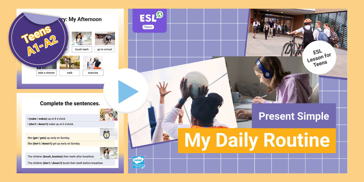 ESL My Daily Routine Lesson [Teens, A1-A2] (teacher made)