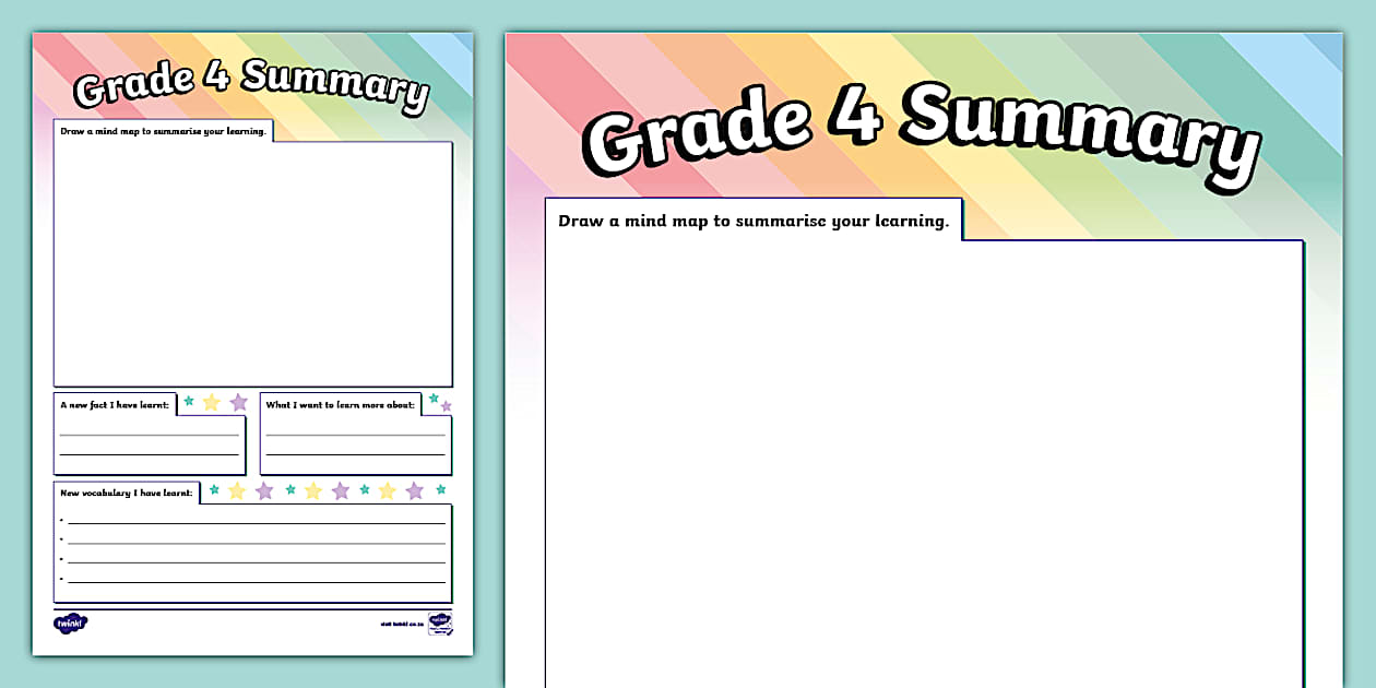Grade 4 Learning Summary Template (teacher made) - Twinkl