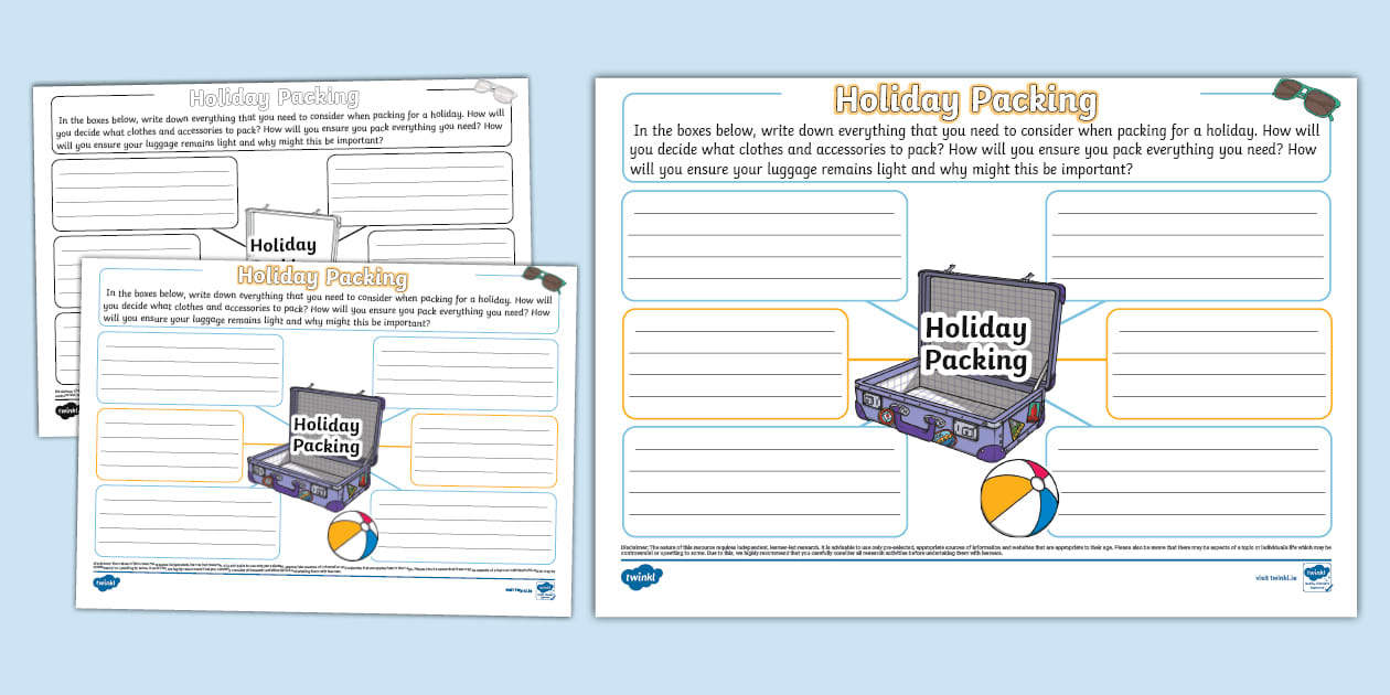 Holiday Packing Mind Map (teacher made) - Twinkl