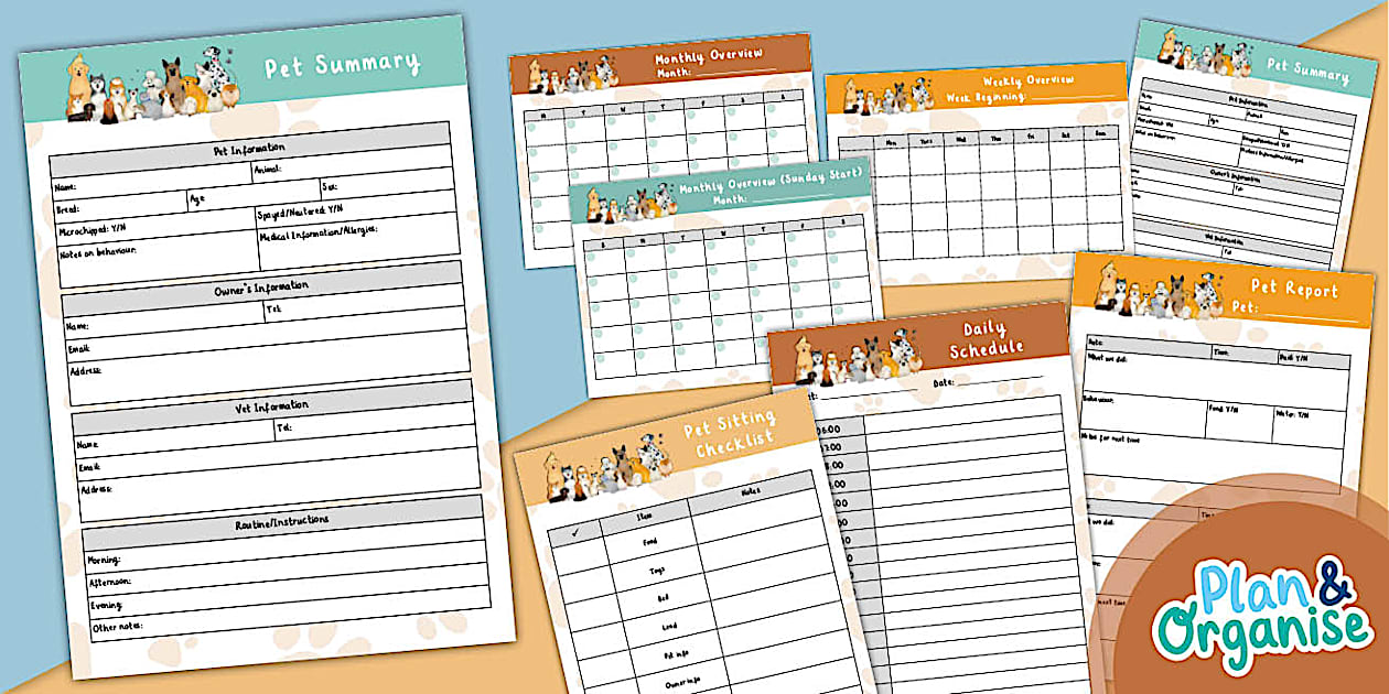 Pet Sitter Planning Pack | Twinkl Plan & Organise