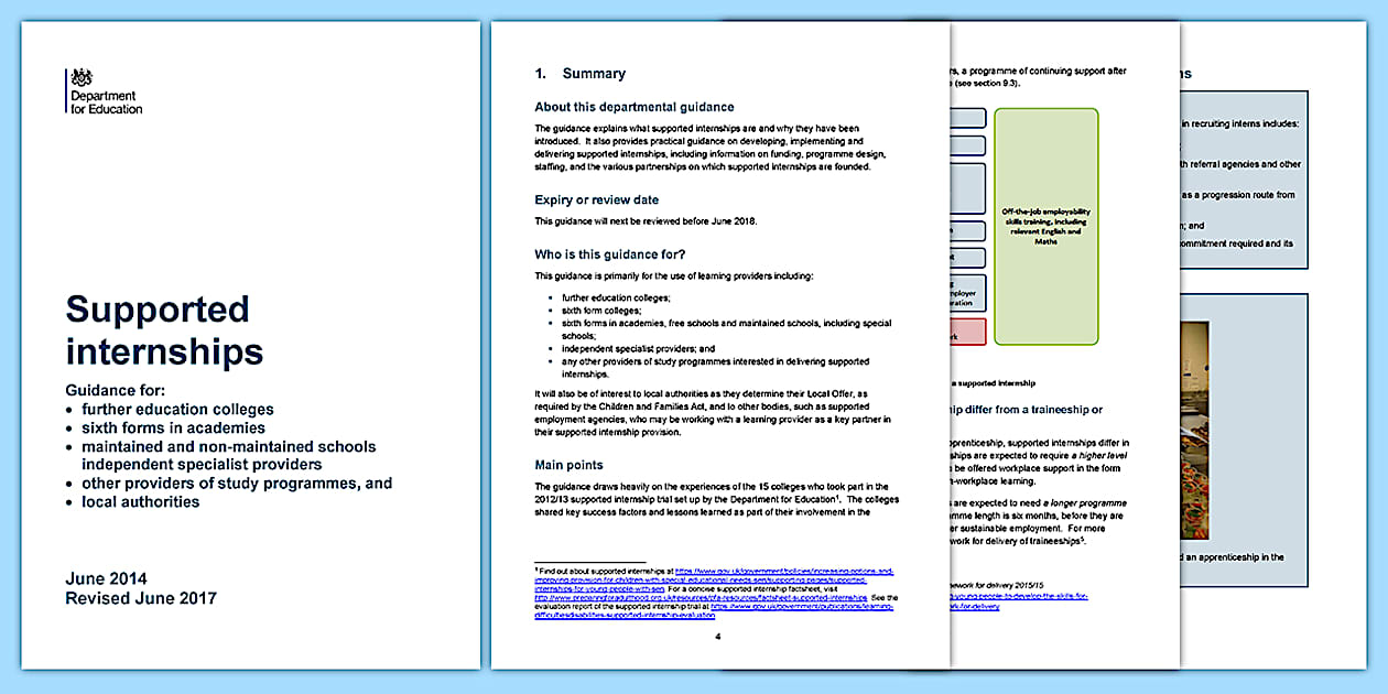 Supported Internships for Pupils with SEND 2017 Adult Guidance