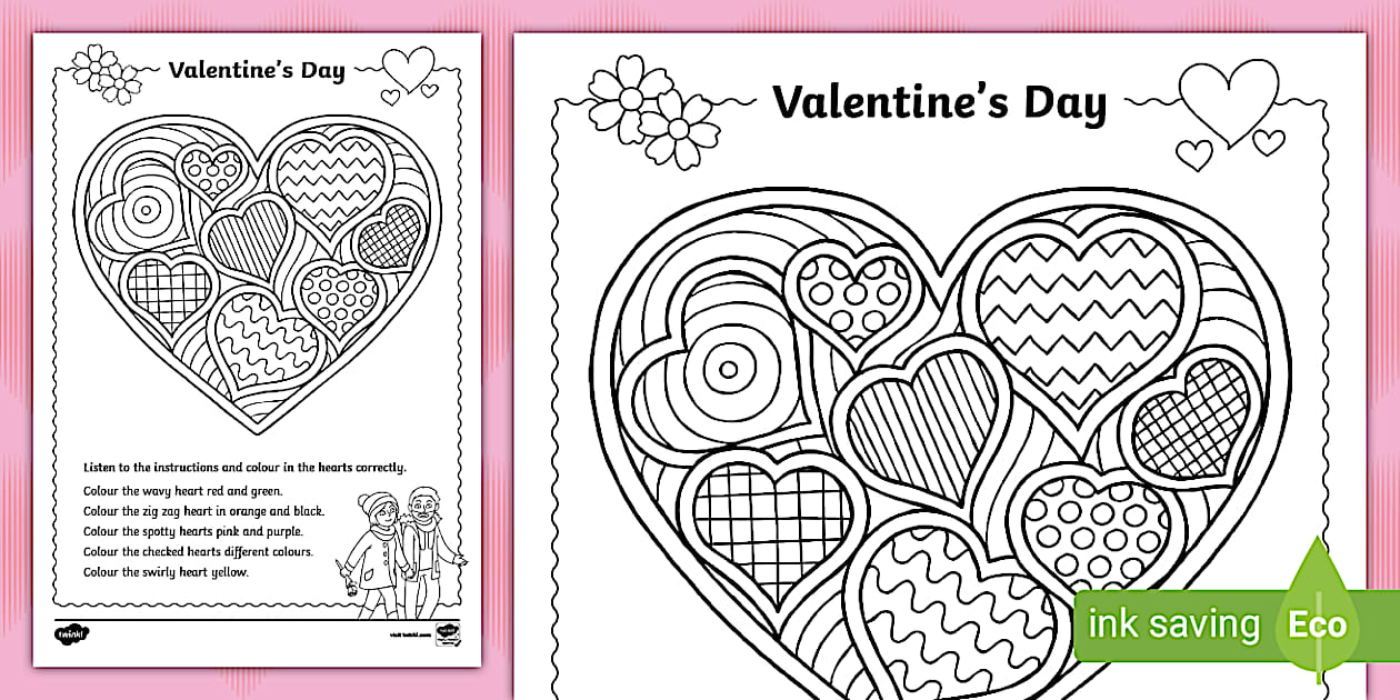 Valentine's Day Listen and Colour Foundation Stage - Twinkl