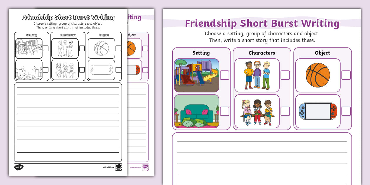Friendship Short Burst Writing Template - PSHE - Twinkl
