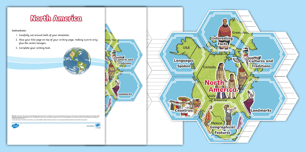 North America Hexagon Writing Template (teacher made)
