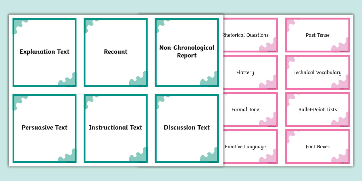 Features of Texts Matching Activity (teacher made) - Twinkl