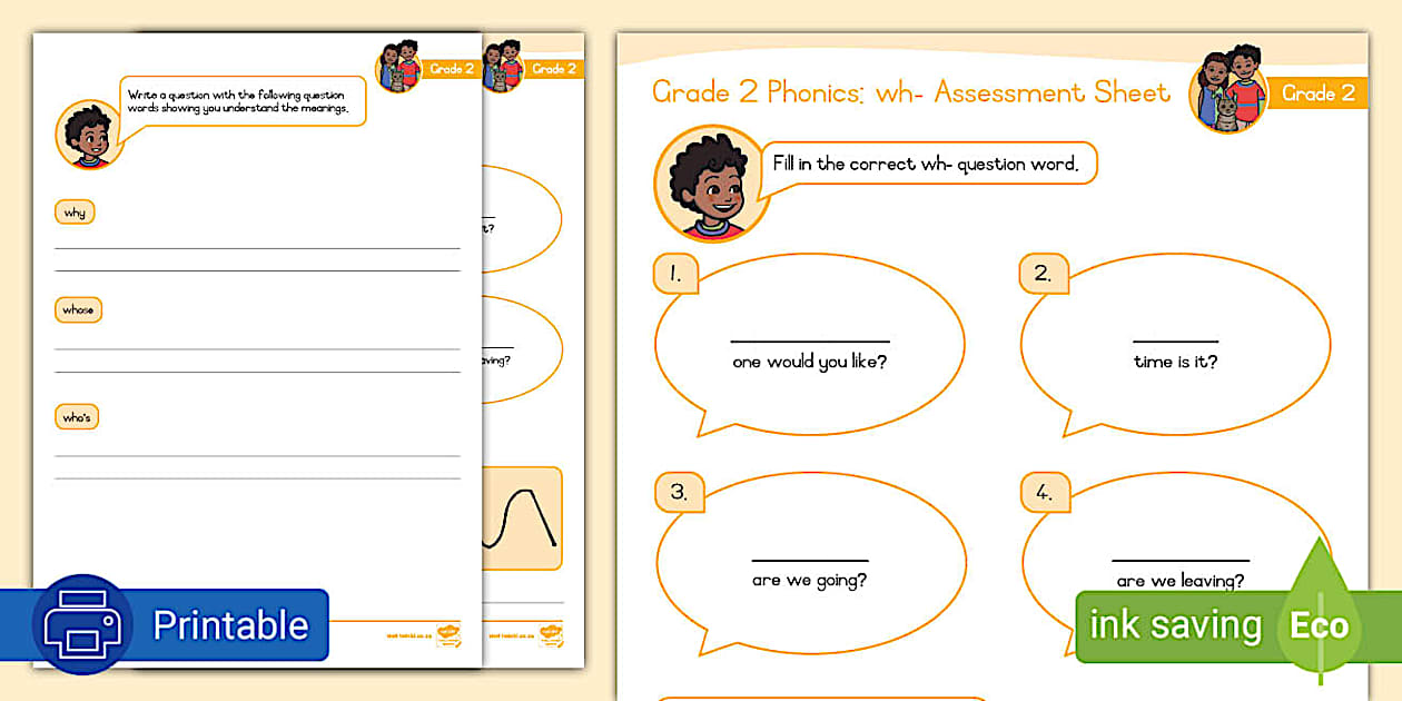 Grade 2 Phonics: wh- Assessment Sheet (creat de profesori)