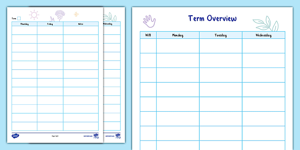 Term Overview Planner Template ELC (teacher made) - Twinkl