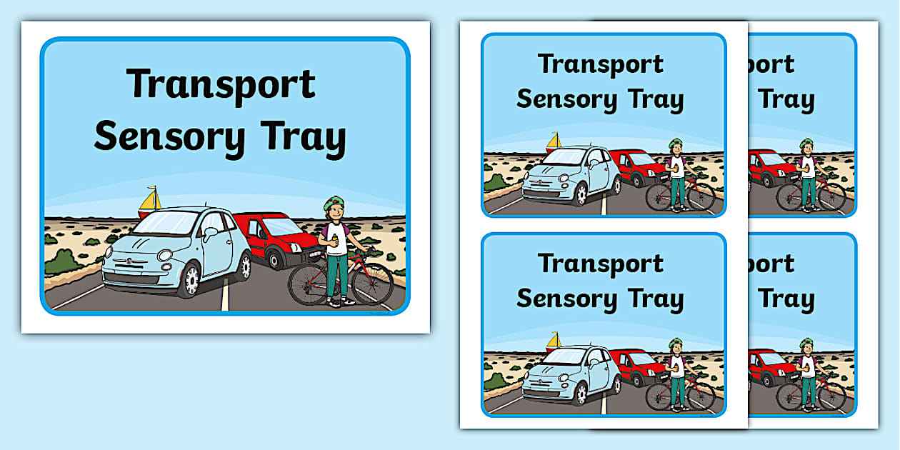 Editable Transport Themed Sensory Deep Tray Label - Twinkl