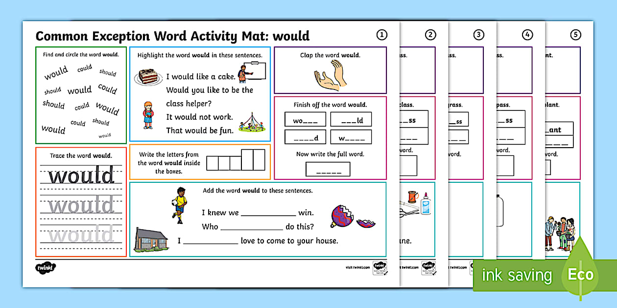 Precursive Year 2 Common Exception Word Activity Mat Pack 7