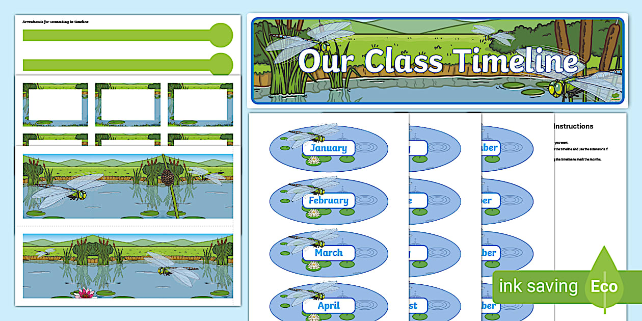 Our Class Timeline Dragonfly Themed Display Pack - - Twinkl