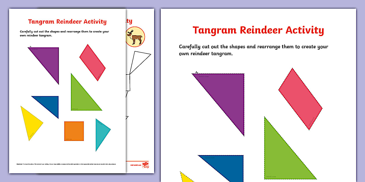 👉 Reindeer Tangram Puzzle Activity (teacher made)