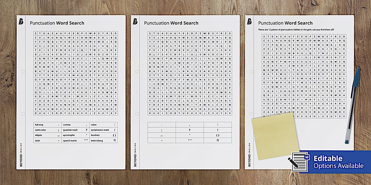 Punctuation Word Search (teacher made) - Twinkl