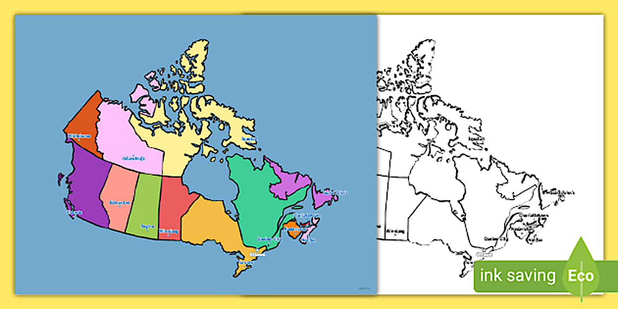 Map of Canada with Capital Cities Labelled | Twinkl CA