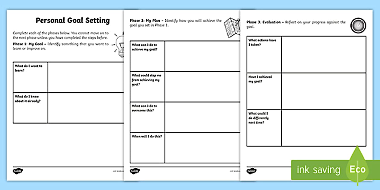 Personal Goal Setting Activity for 3rd-5th Grade - Twinkl