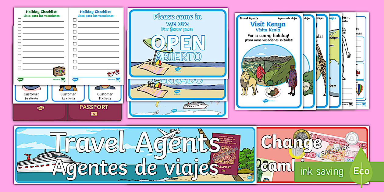 Travel Agents Role-Play Pack - English / Spanish - Travel Agents Role Play