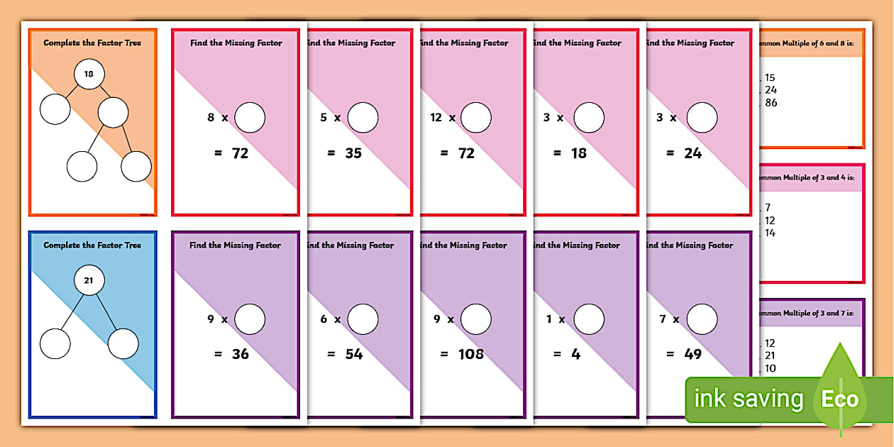 Factors and Multiples Task Cards (teacher made) - Twinkl