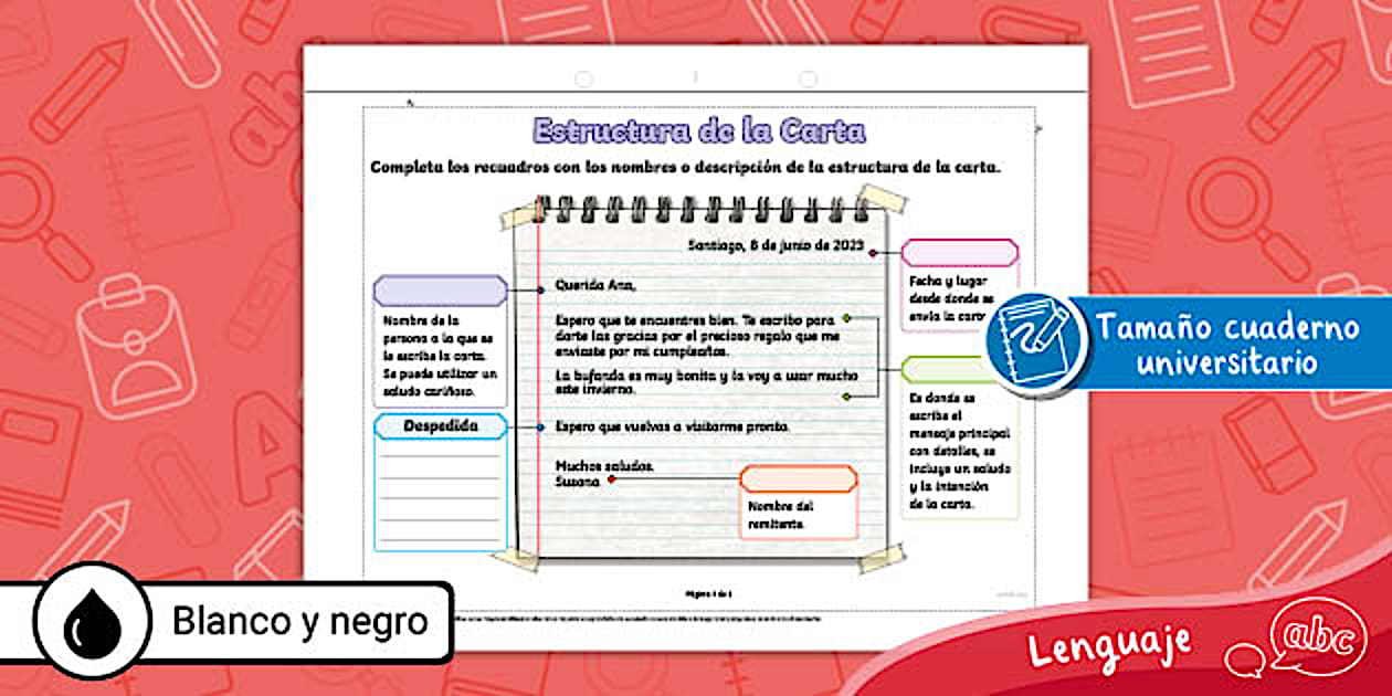 Guía de Trabajo | Estructura de la Carta | 3° básico |Partes