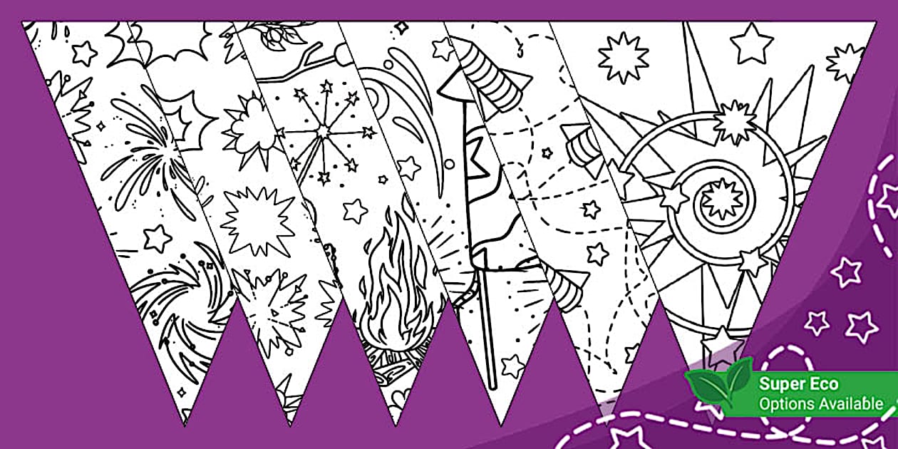 Fireworks-Themed Doodle Bunting | Download and Print