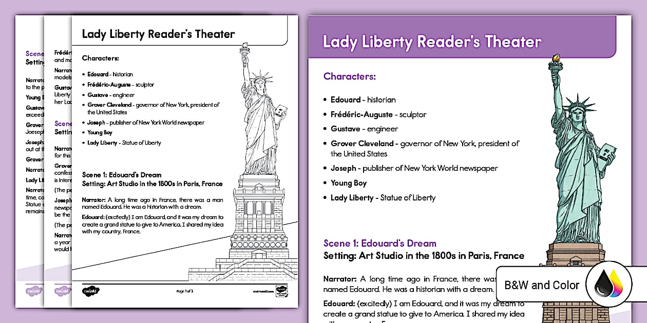 Second Grade Lady Liberty Reader's Theater - Twinkl