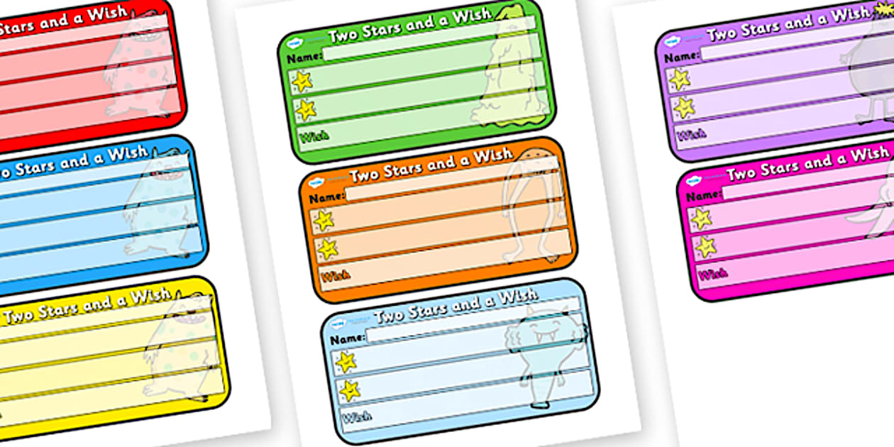 Themed Two Stars and a Wish Comment Labels Monster - Twinkl