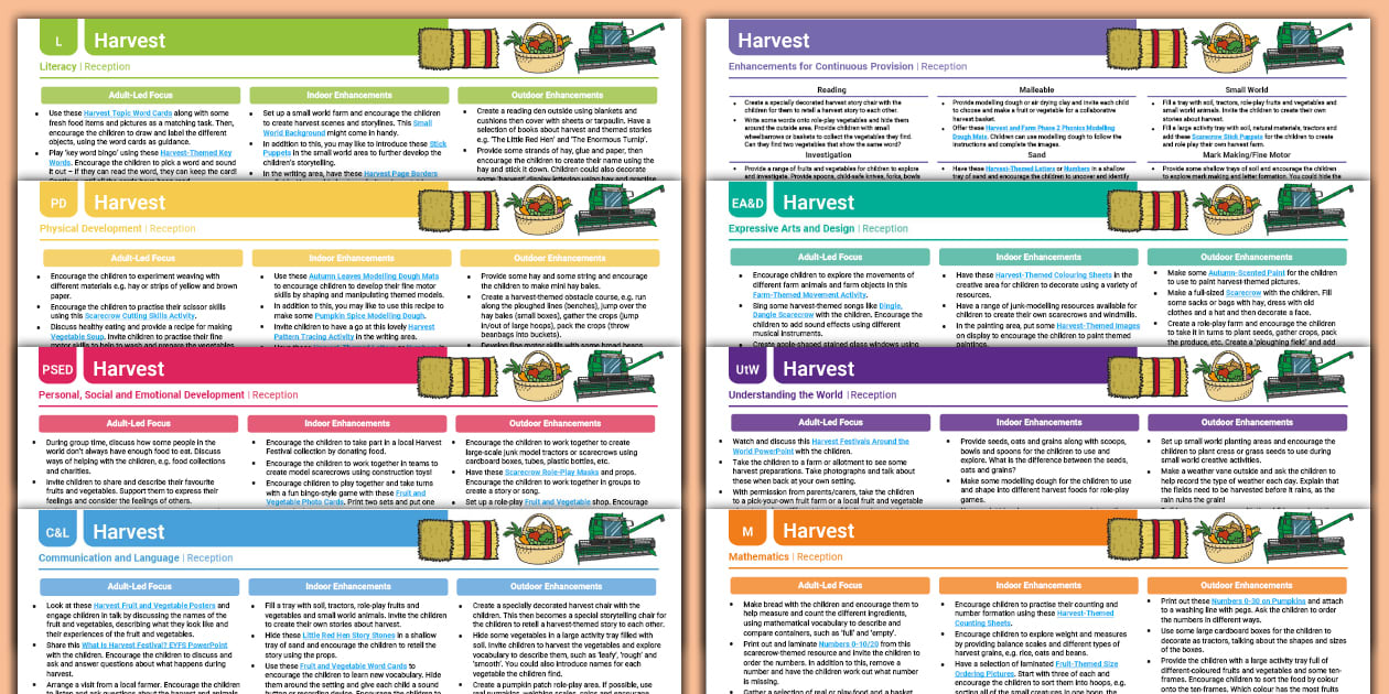 EYFS Harvest Activity Planning & Continuous Provision Ideas