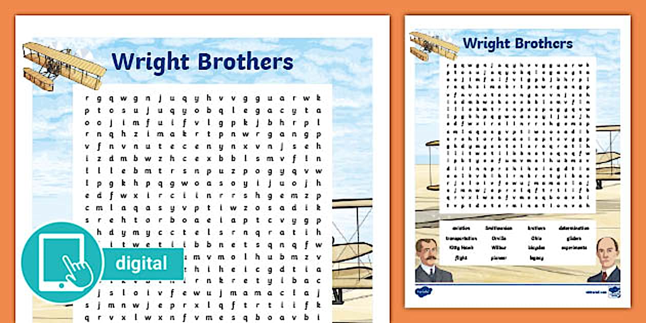 Wright Brothers Word Search (teacher made) - Twinkl