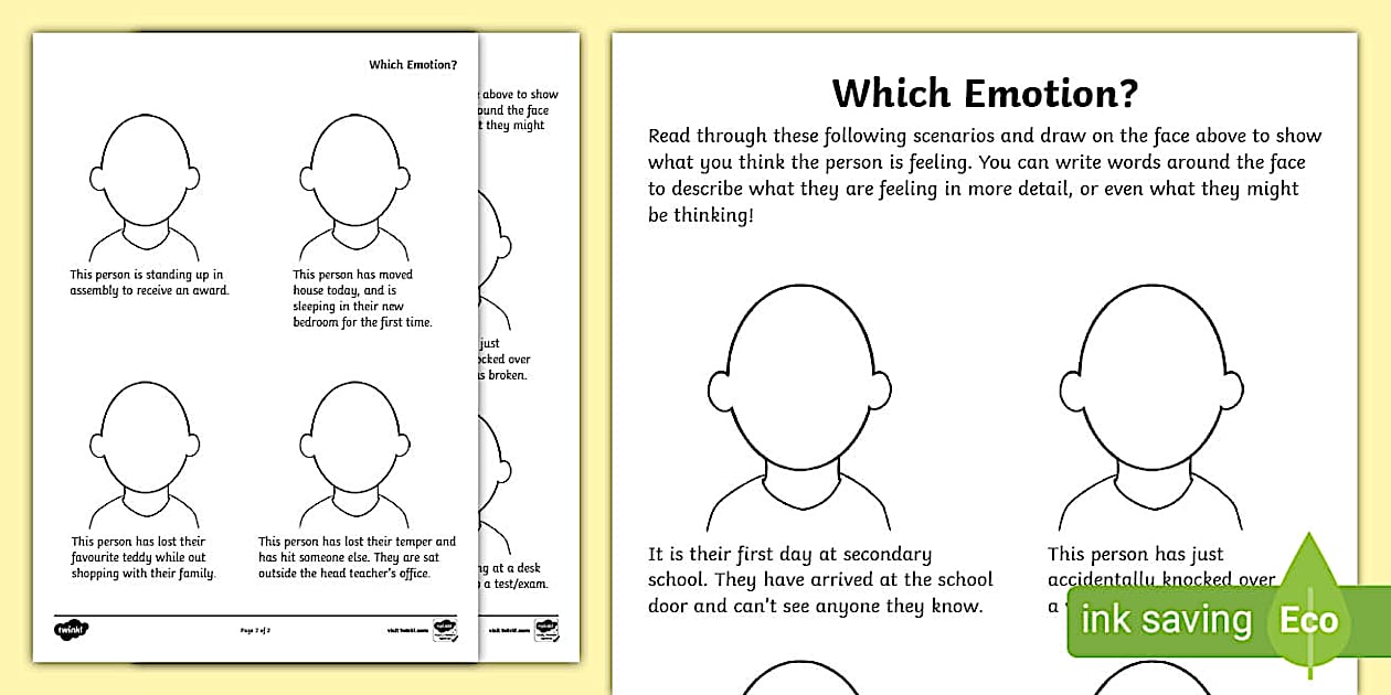 Identifying Emotions Worksheet pdf | Primary Resources