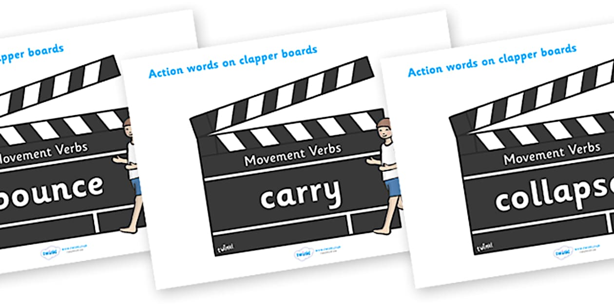 Action Words KS1 Verbs (on Clapper Boards) - Twinkl