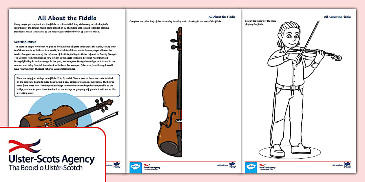FREE! - Ulster Scots: All About the Fiddle Activity Sheets