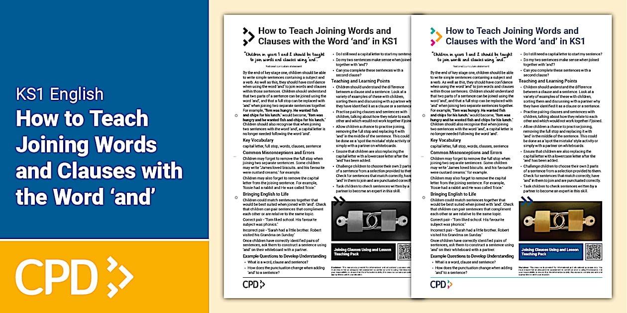 How to Teach Joining Words and Clauses with the Word ‘and’ in Key Stage ...