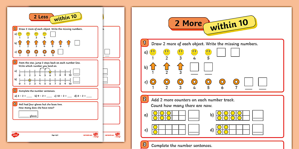 👉 KS1 Key Instant Recall Facts 2 More/2 Less Activity Sheet