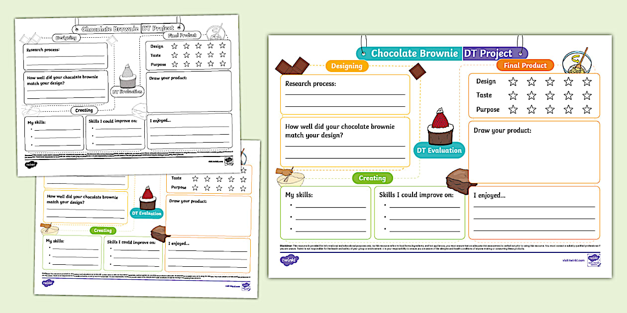 Chocolate Brownie DT Evaluation Mind Map (teacher made)