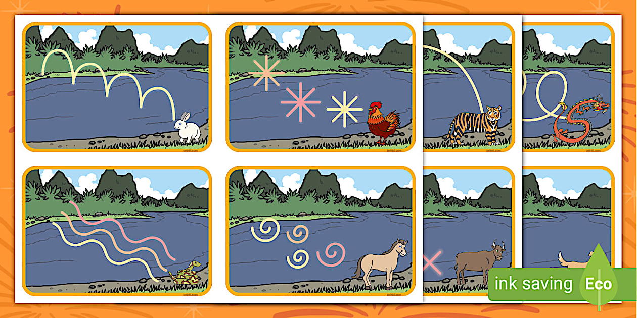 Chinese New Year Animal Race Mark-Making Pattern Cards