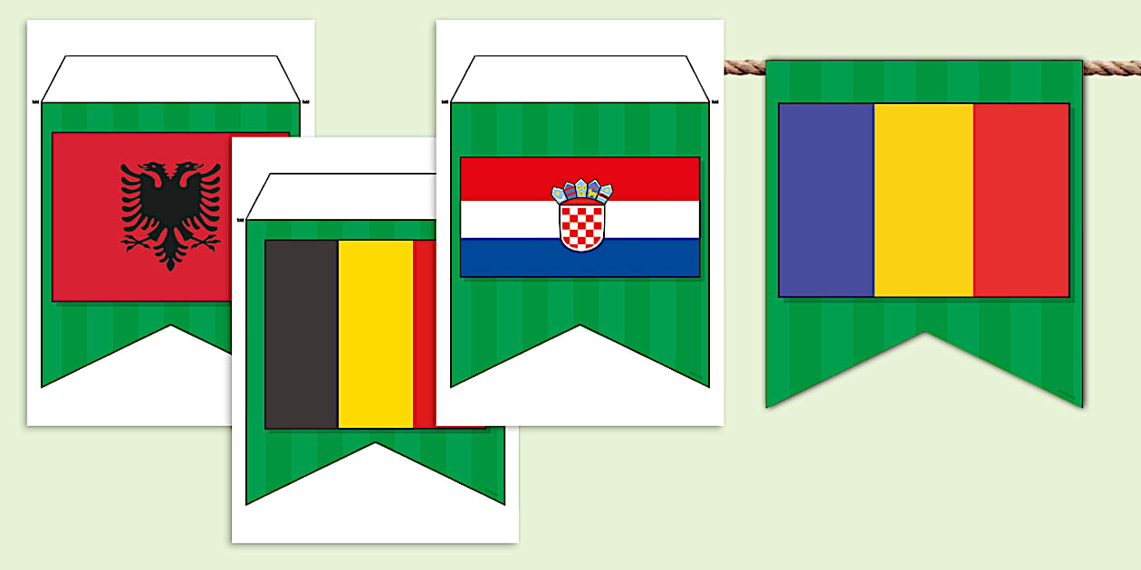 European Football Team Flags Swallowtail Display Bunting