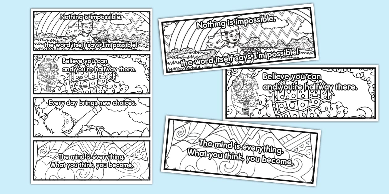 Positivity Colouring Bookmarks - Twinkl