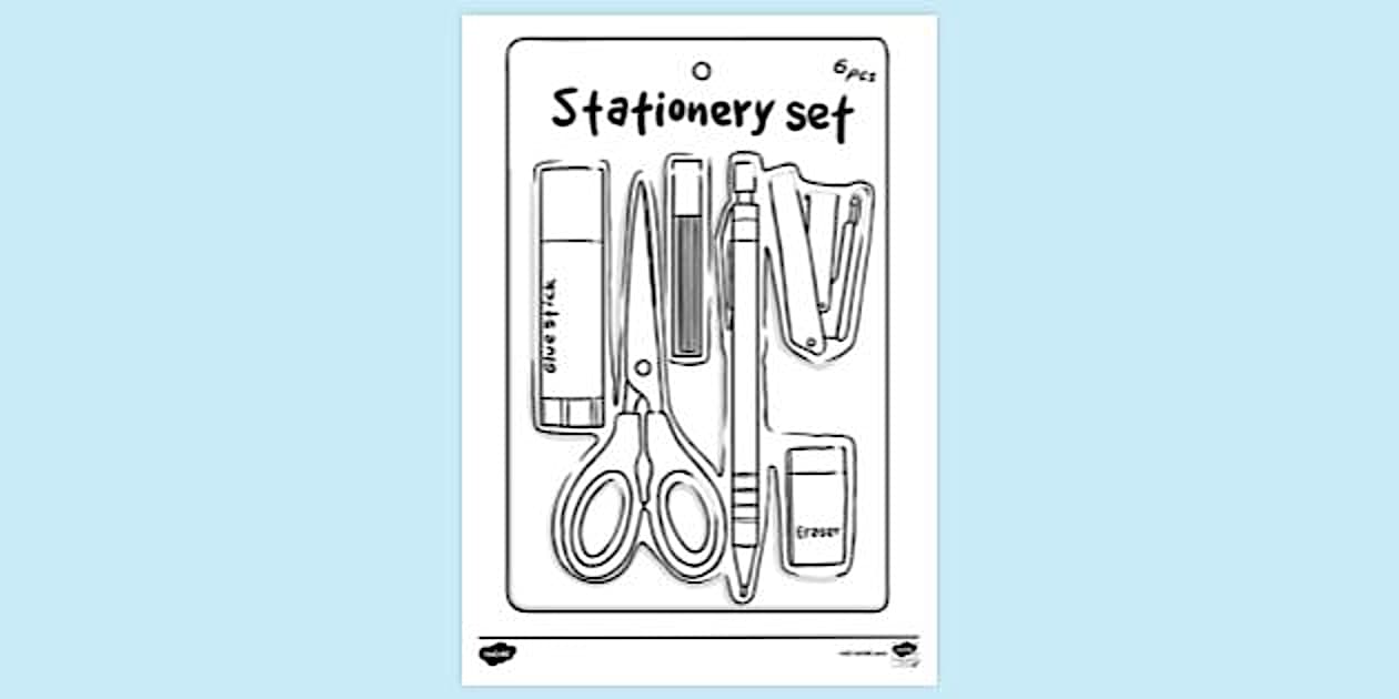 Stationary Pack Colouring Sheet | Colouring Sheets - Twinkl