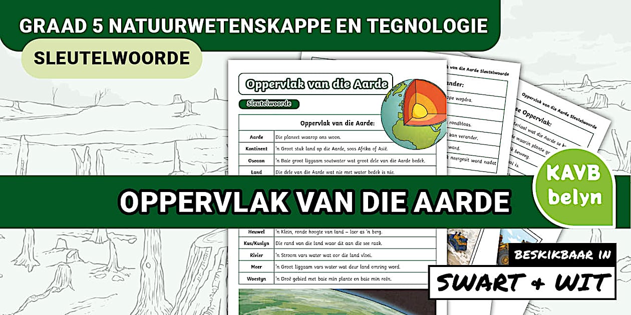 Graad 5 NW - Oppervlak van die Aarde - Sleutelwoorde