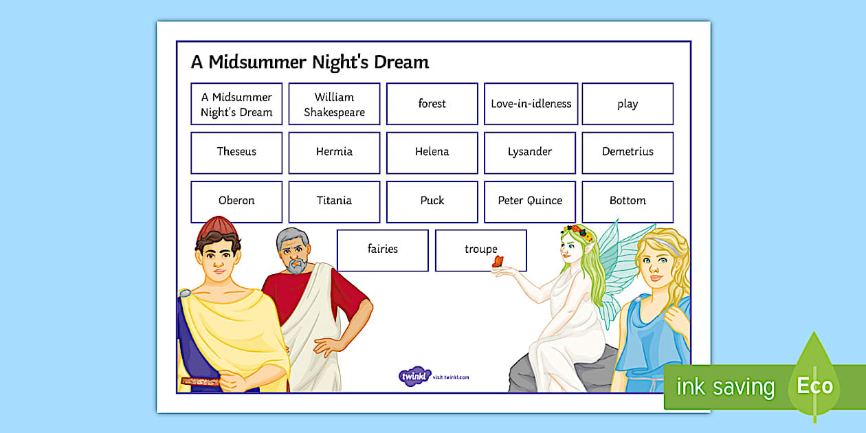A Midsummer Night's Dream Word Mat (Hecho por educadores)