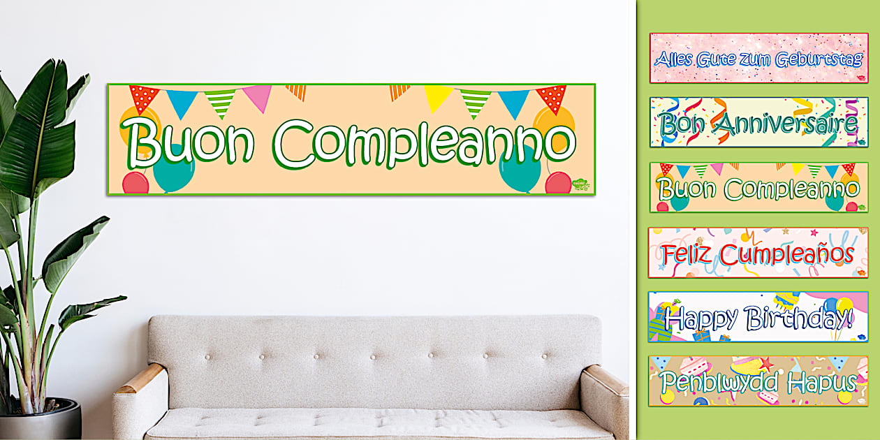 Happy Birthday in Different Languages Banners | Twinkl Party
