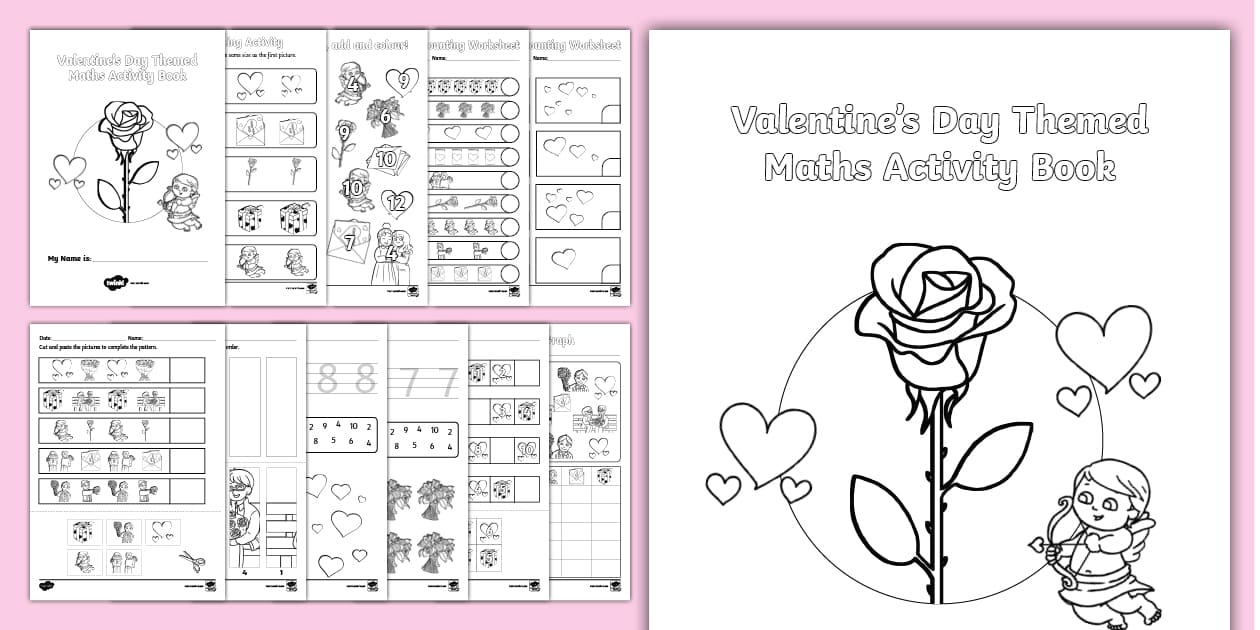 Valentine's Day Themed Maths Activity Book - Twinkl