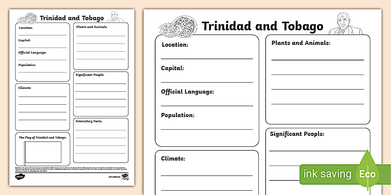 Editable Trinidad and Tobago Fact File Template - Twinkl