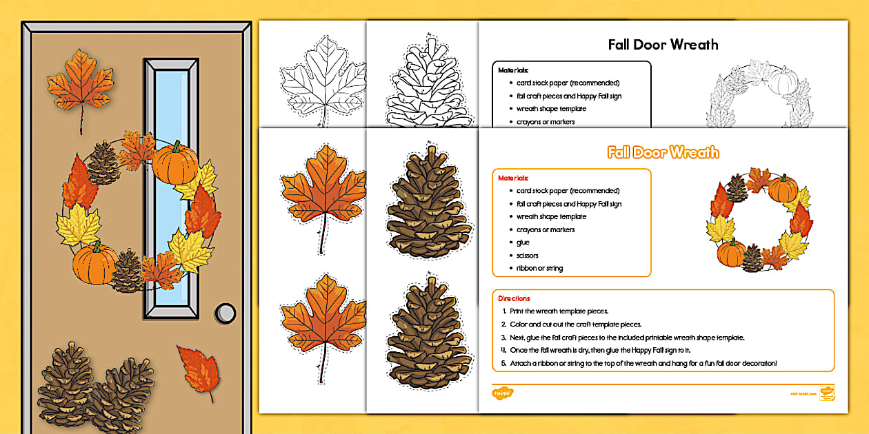 Fall Door Wreath | Cut and Paste Craft (Teacher-Made)