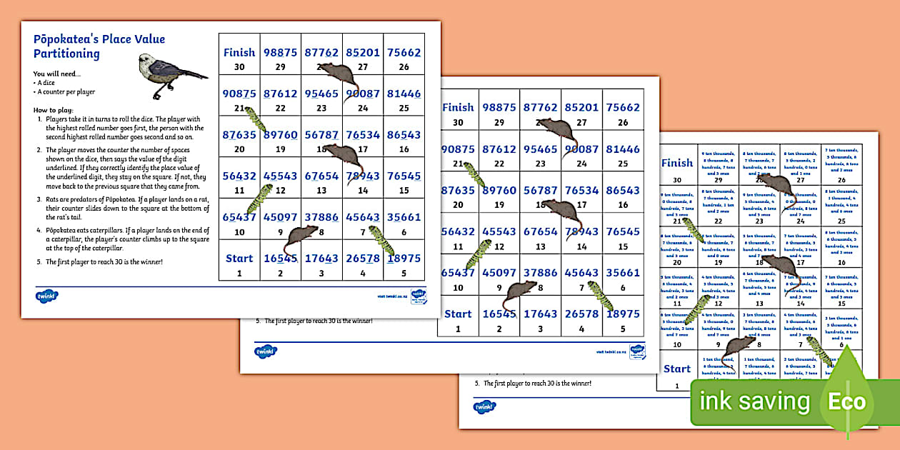 Pōpokotea's Place Value Partitioning Games (teacher made)